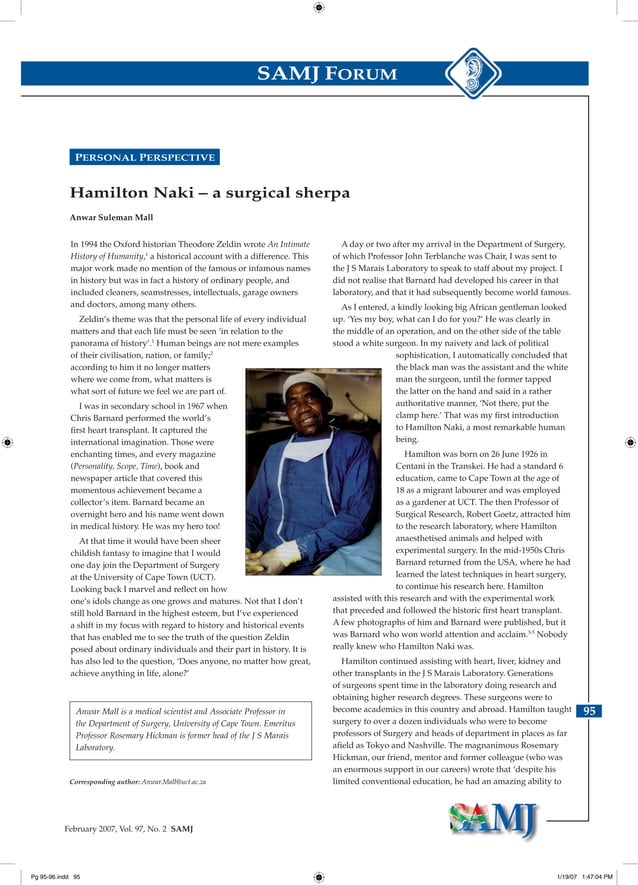 Hamilton Naki – a surgical sherpa | PDF
