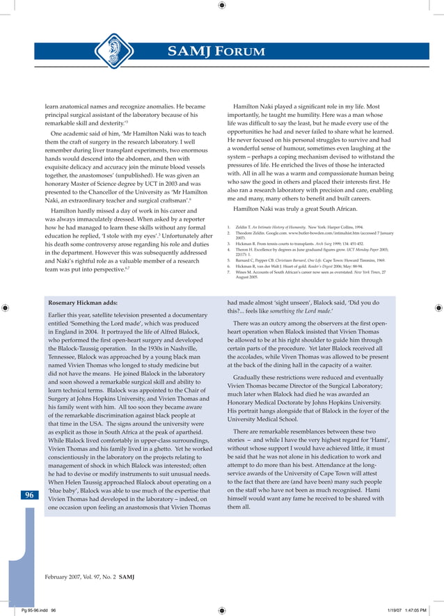 Hamilton Naki – a surgical sherpa | PDF