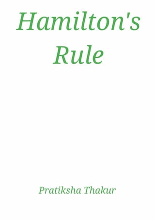 Hamilton's Rule / Natural Selection Prediction | PDF | Biological ...