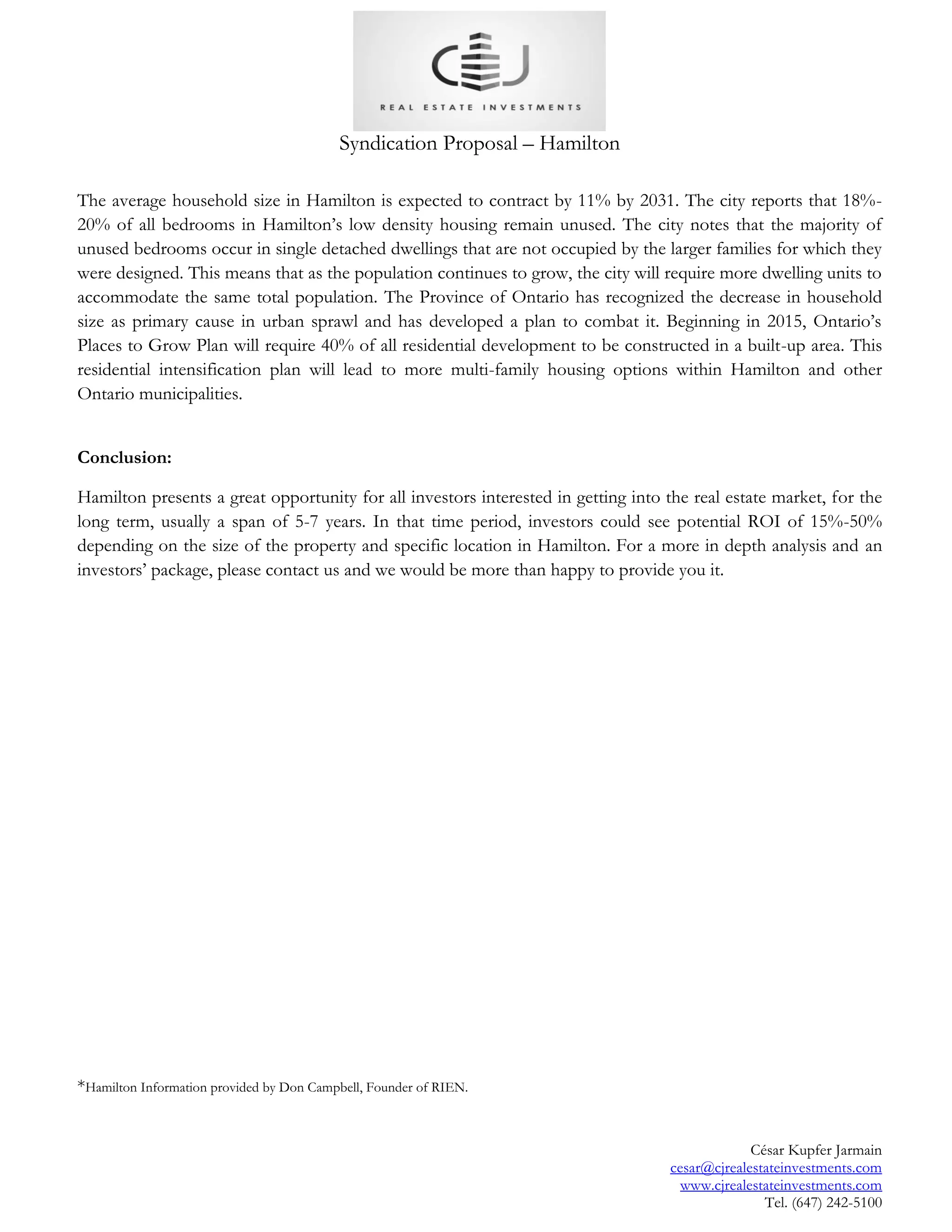 Hamilton Syndication Proposal | PDF