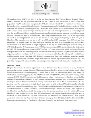Hamilton Syndication Proposal | PDF | Real Estate Industry | Industries