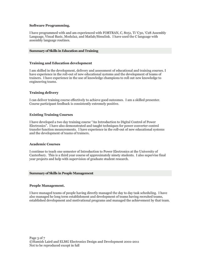 Hamish D Laird CV | PDF