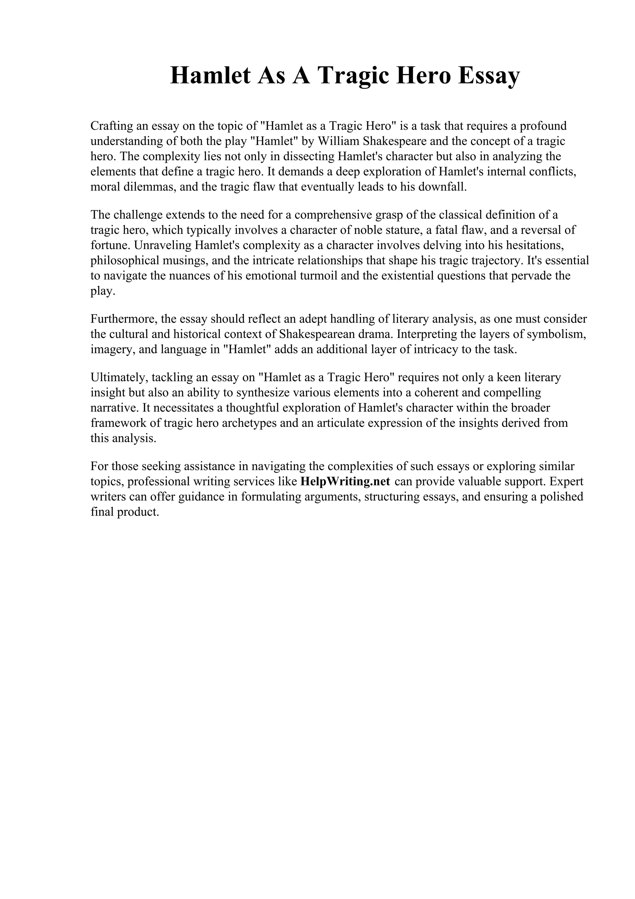 Hamlet As A Tragic Hero Essay | PDF