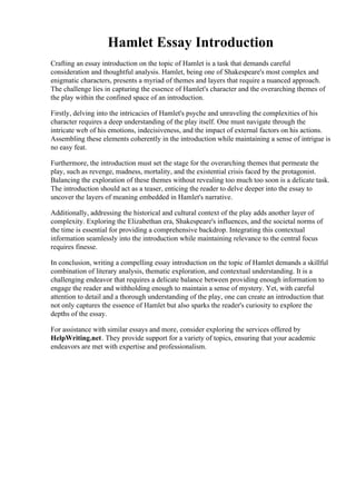 Hamlet Essay Introduction | PDF