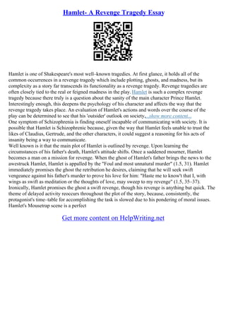 Hamlet Essays On Revenge | PDF