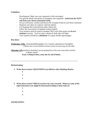 Hamlet final | DOCX | Homework and Study | Education