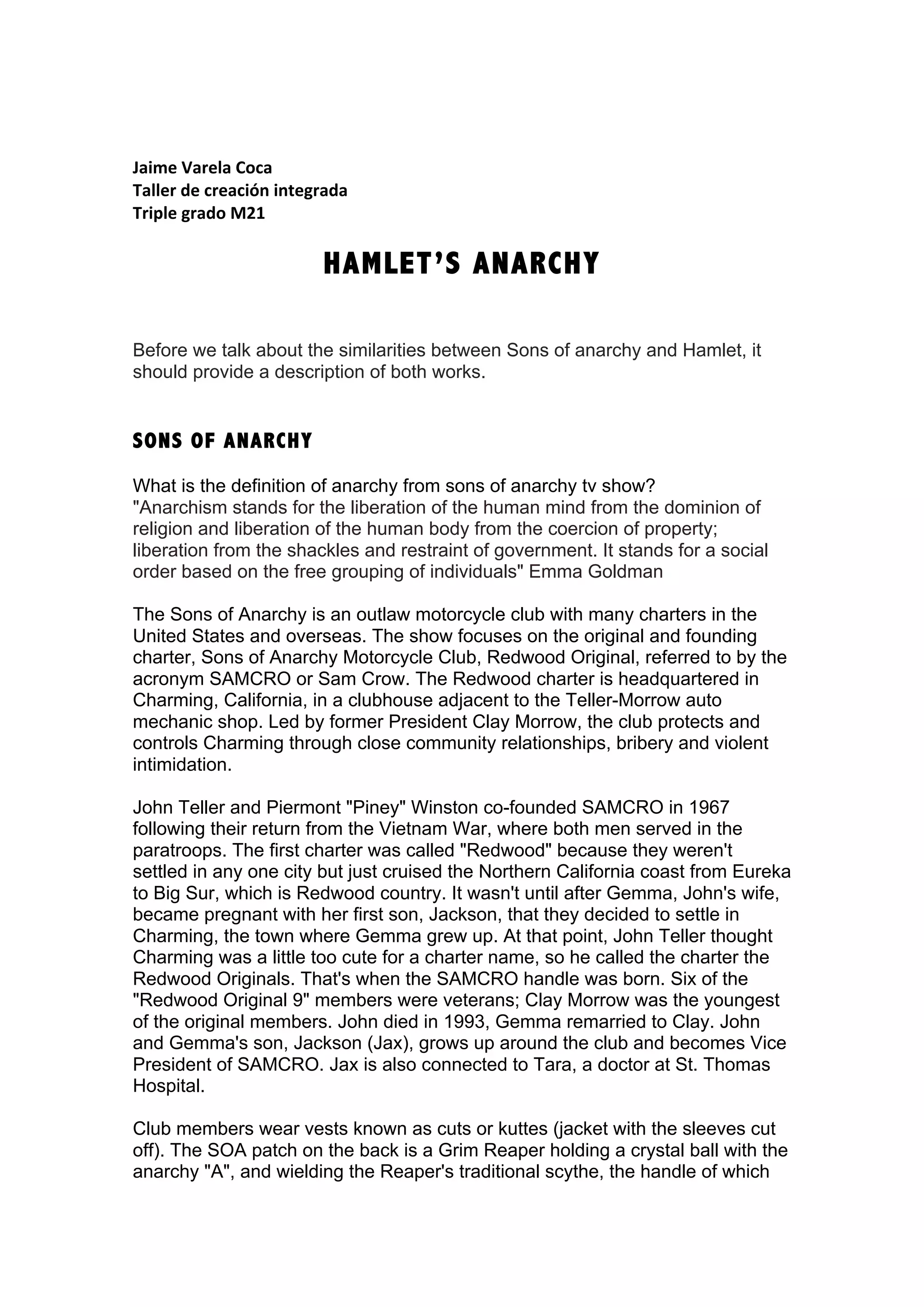 Hamlet's anarchy | PDF