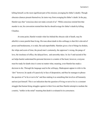 Hamlet Siloliquy.docx | Bereavement | Family and Relationships