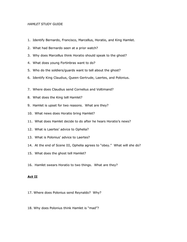Hamlet study guide | PDF