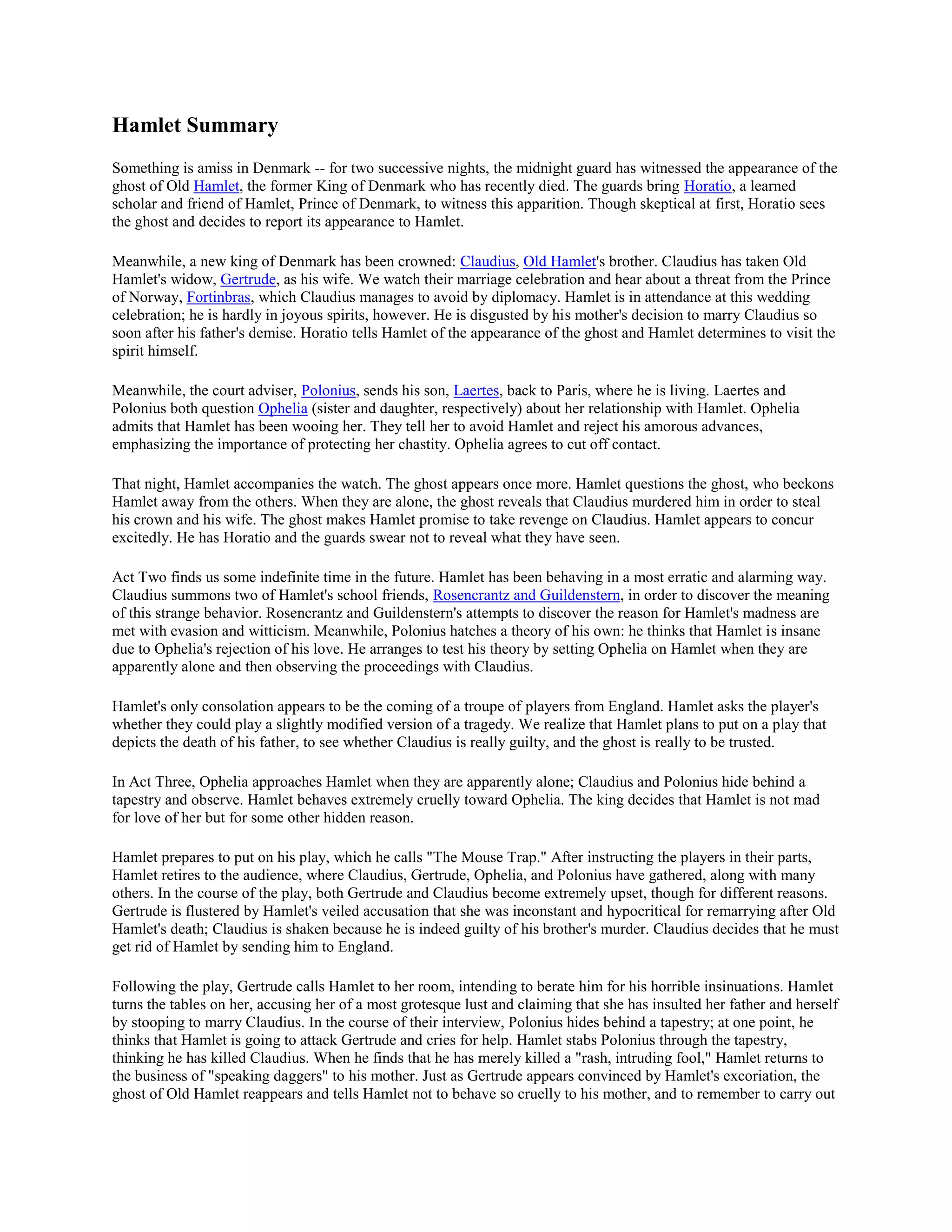 Hamlet summary | PDF