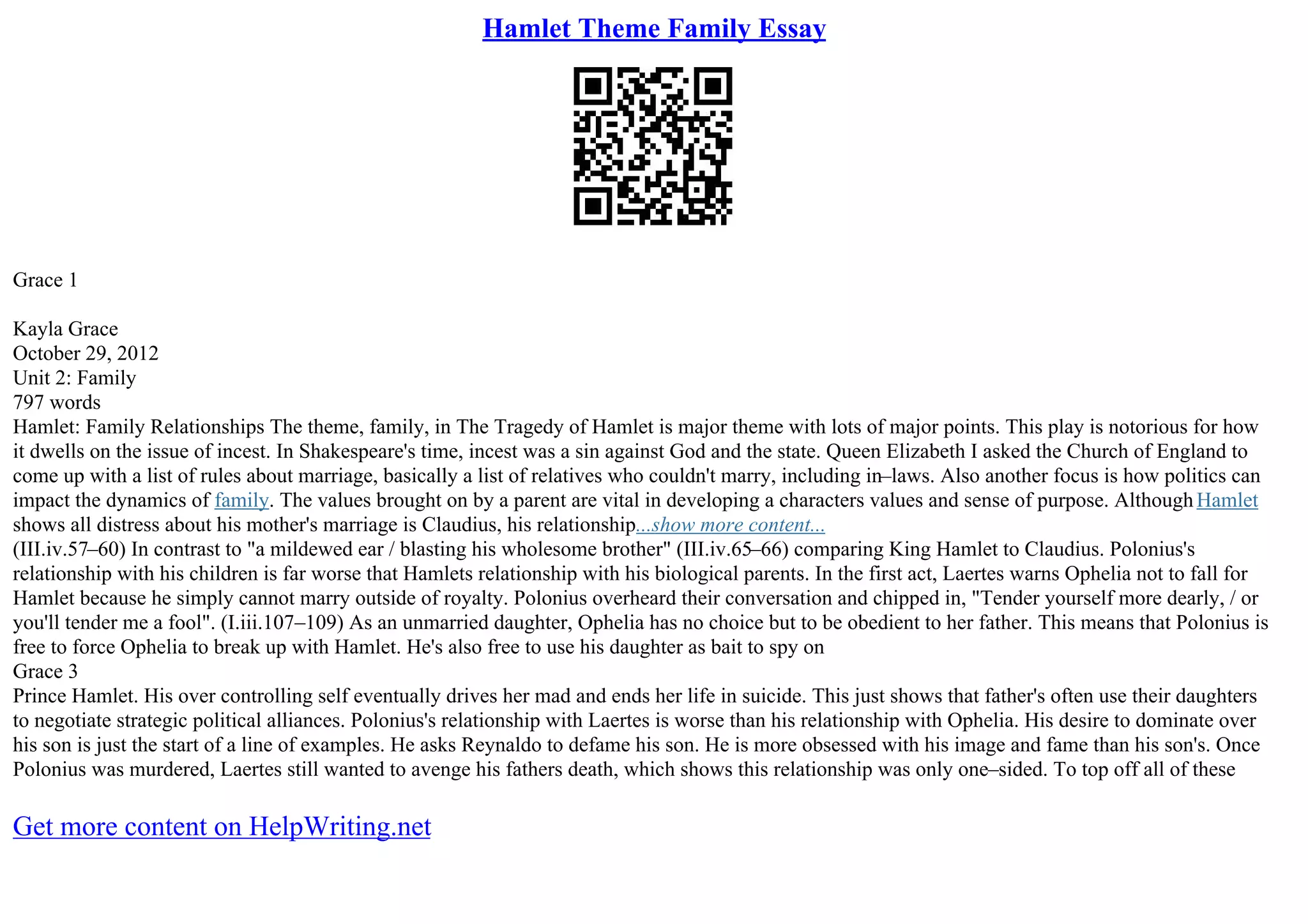 Hamlet Theme Analysis | PPT