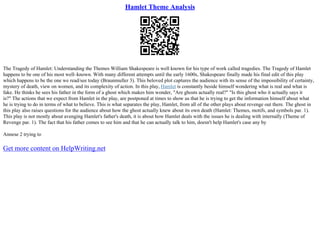 Hamlet Theme Analysis | PPT