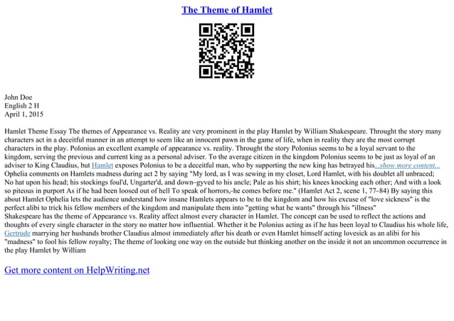 Hamlet Theme Analysis | PPT