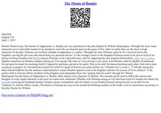 Hamlet Theme Analysis | PPT