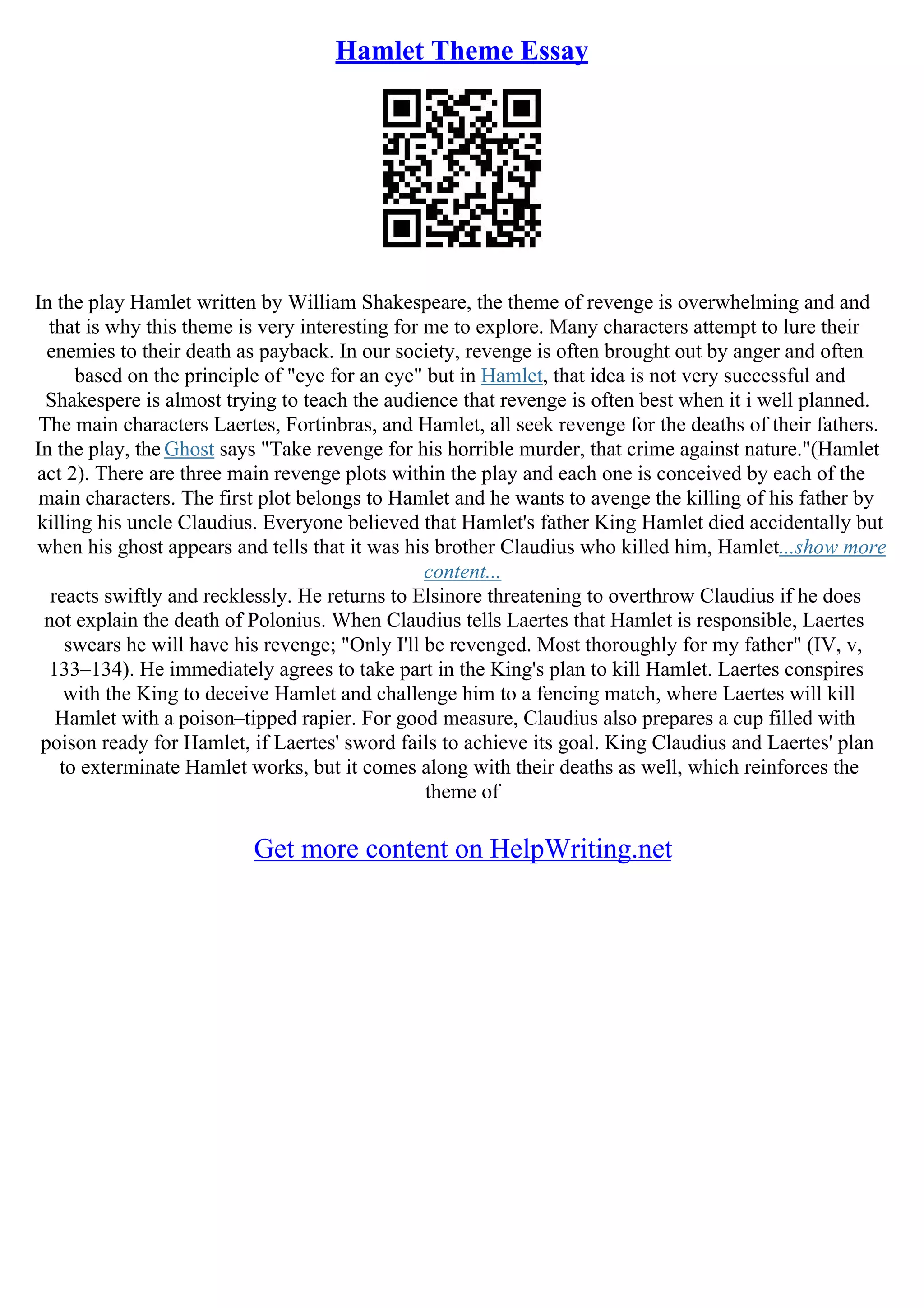 Hamlet Theme Essay | PDF