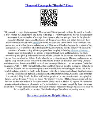 Hamlet Theme Essay | PDF