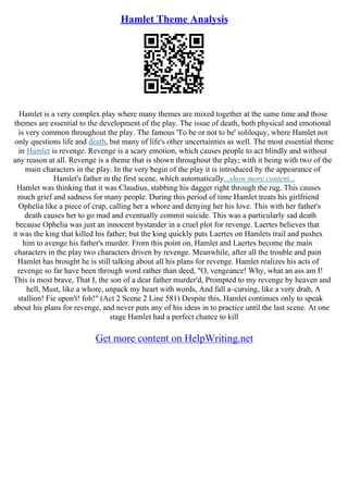 Hamlet Theme Essay | PDF