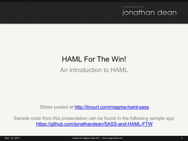 Introduction to HAML | PPTX | Web Design and HTML | Internet