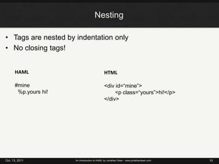 Introduction to HAML | PPTX | Web Design and HTML | Internet