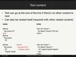 Introduction to HAML | PPTX | Web Design and HTML | Internet