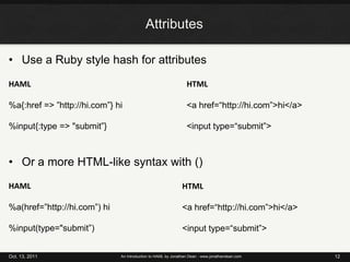 Introduction to HAML | PPTX | Web Design and HTML | Internet