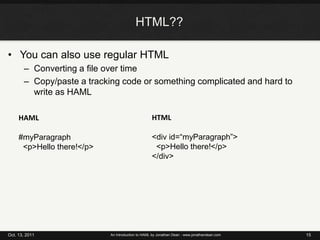Introduction to HAML | PPTX | Web Design and HTML | Internet