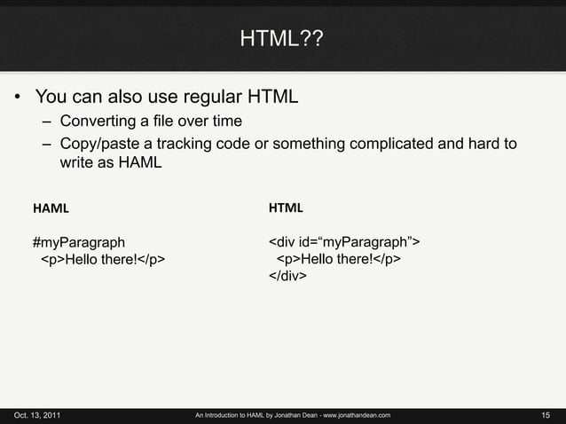Introduction to HAML | PPTX | Web Design and HTML | Internet