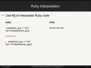 Introduction to HAML | PPTX | Web Design and HTML | Internet