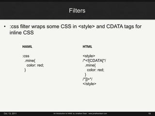 Introduction to HAML | PPTX | Web Design and HTML | Internet