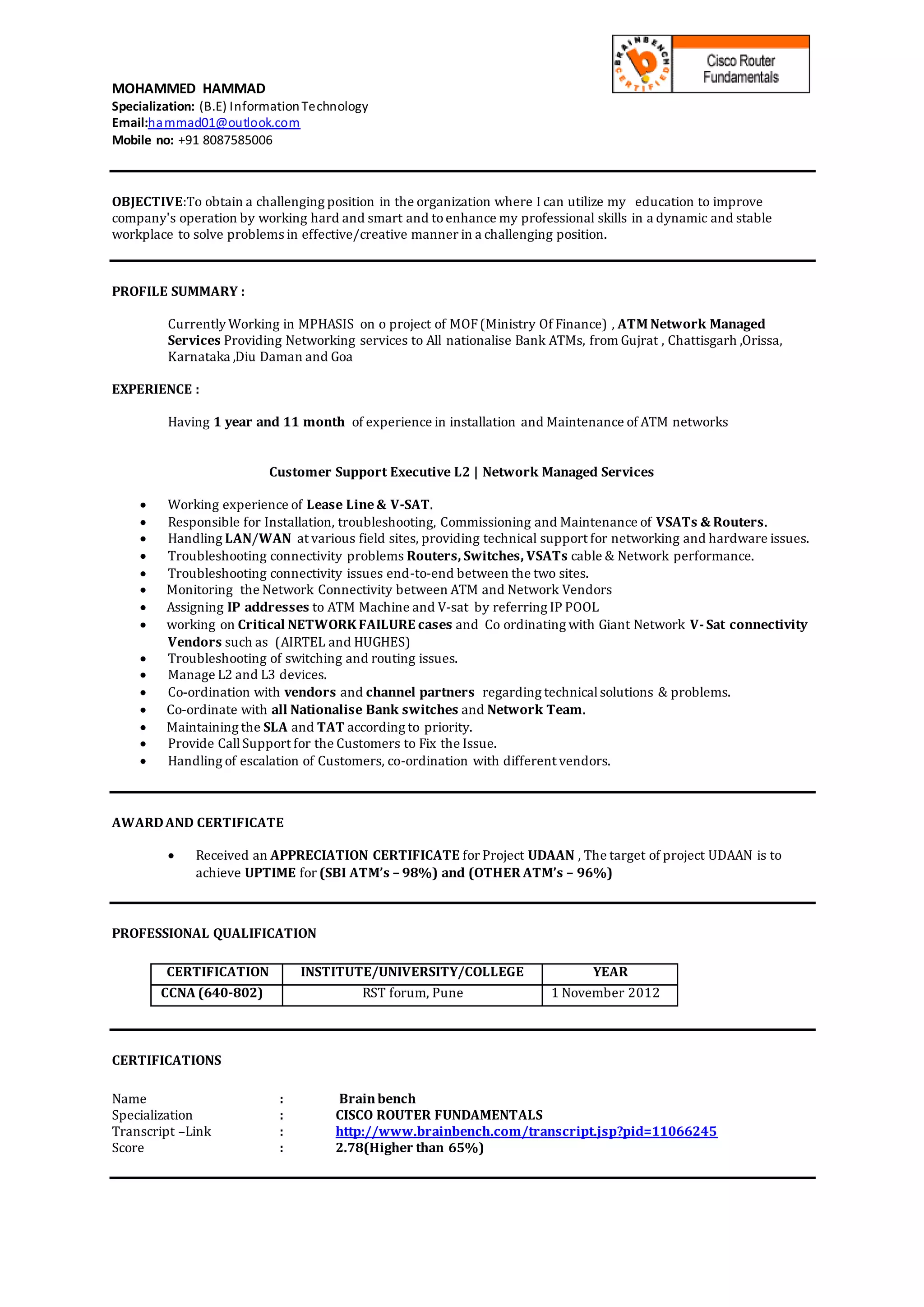 Mohammed Hammad resume | DOCX