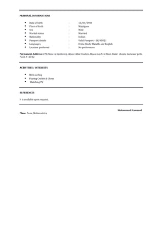 Mohammed Hammad resume | DOCX