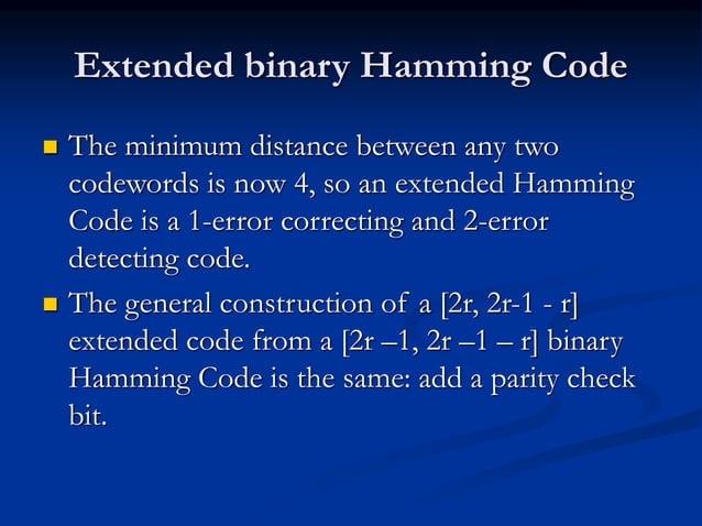 Hamming codes | PPT | Programming Languages | Computing