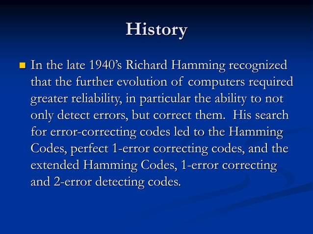 Hamming codes | PPT | Programming Languages | Computing