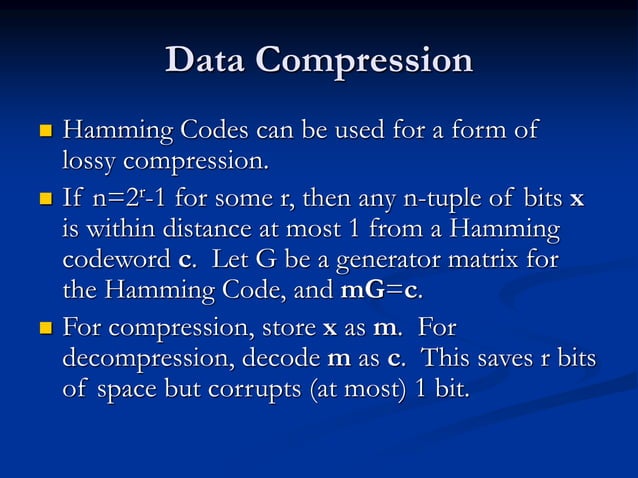 Hamming codes | PPT | Programming Languages | Computing