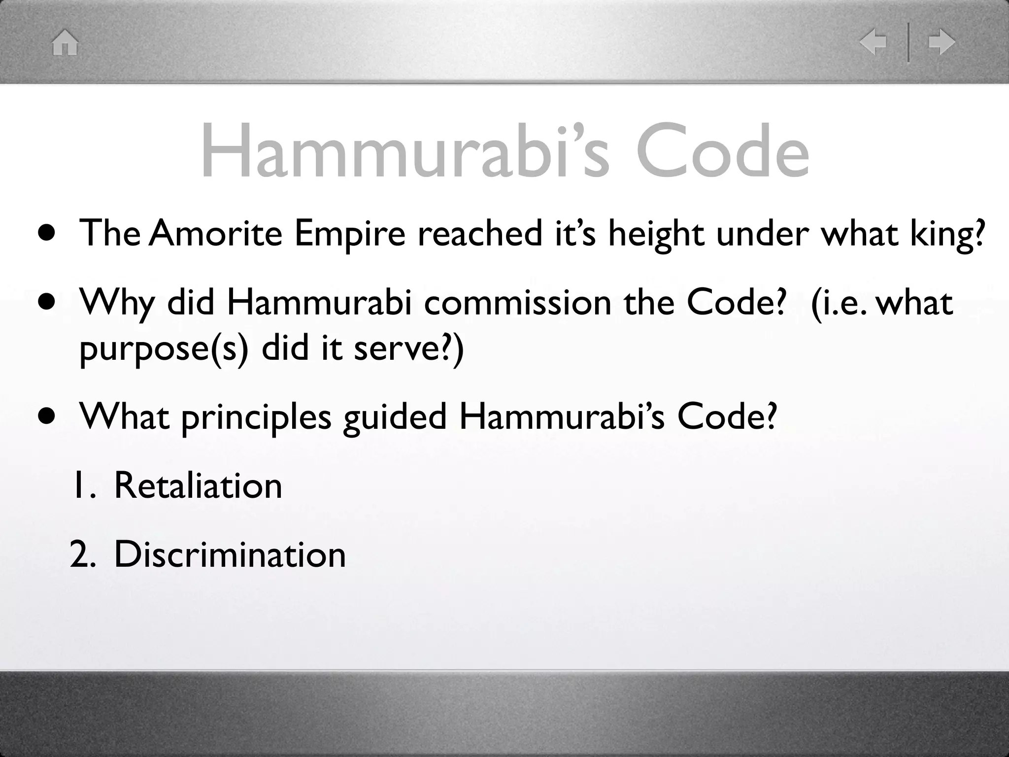 Hammurabi's code intro 1112 | KEY