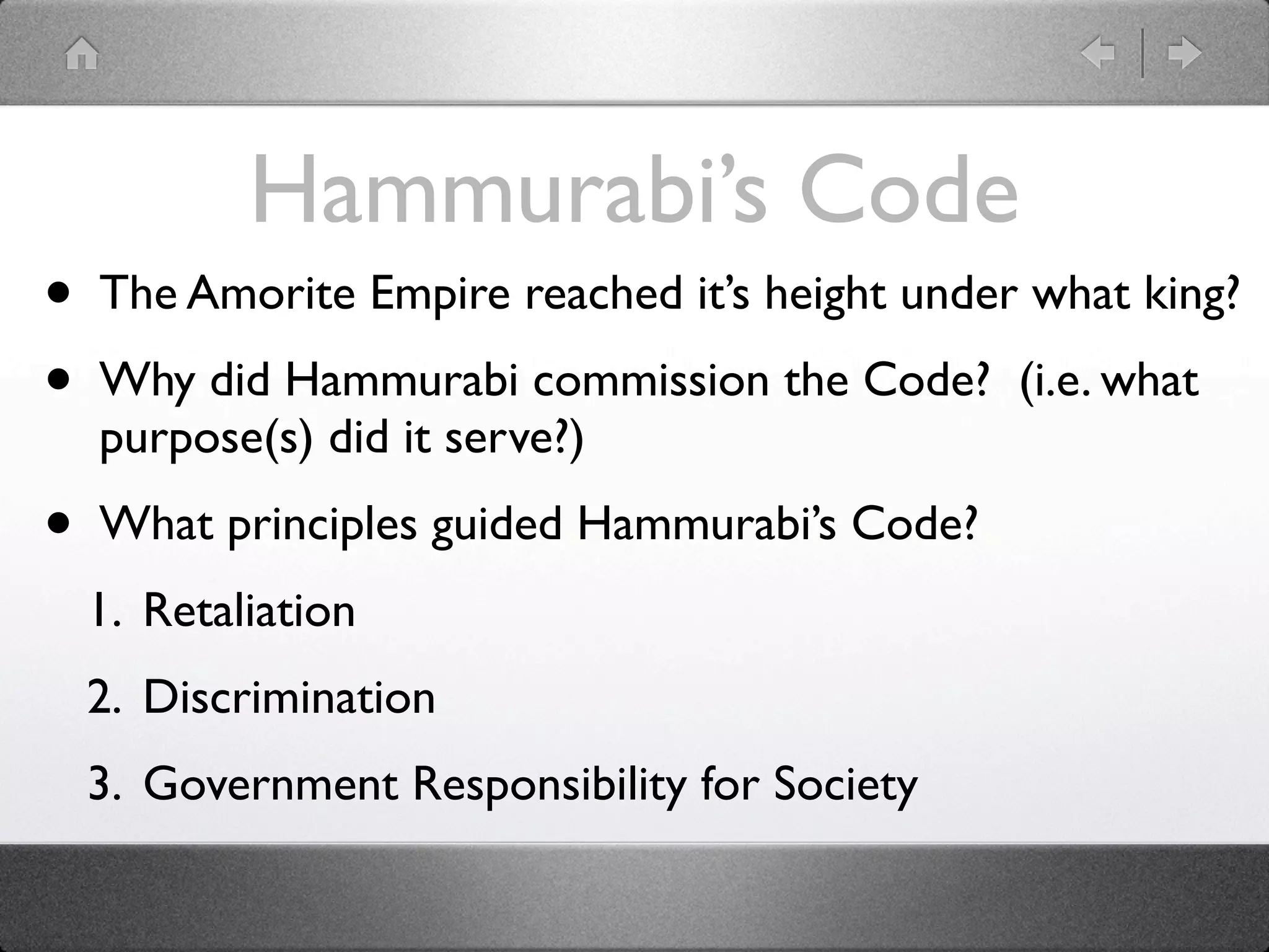 Hammurabi's code intro 1112 | KEY
