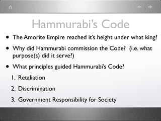 Hammurabi's code intro 1112 | KEY