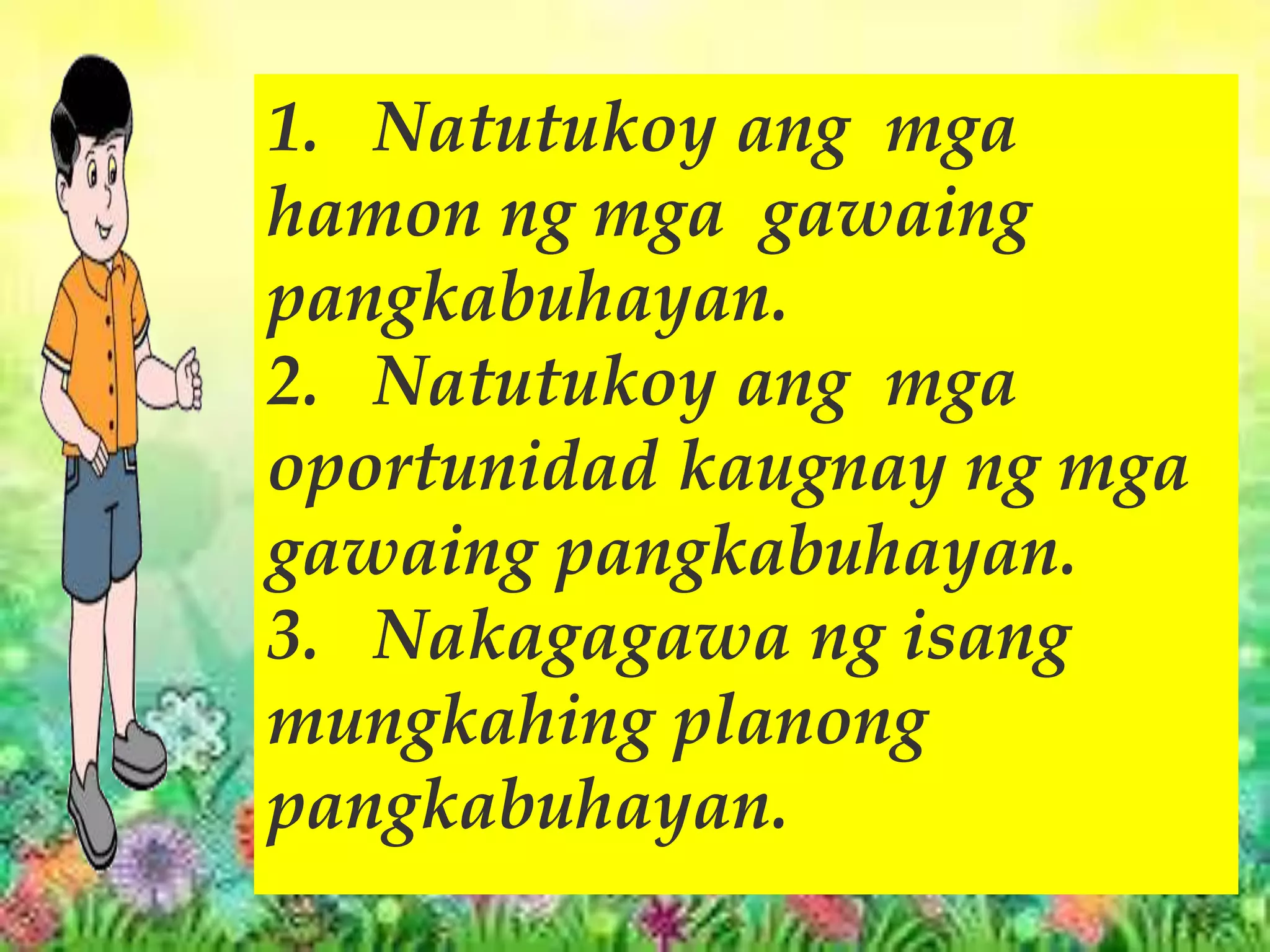 Hamon at oportunidad sa mga gawaing pangkabuhayan ng bansa | PPTX