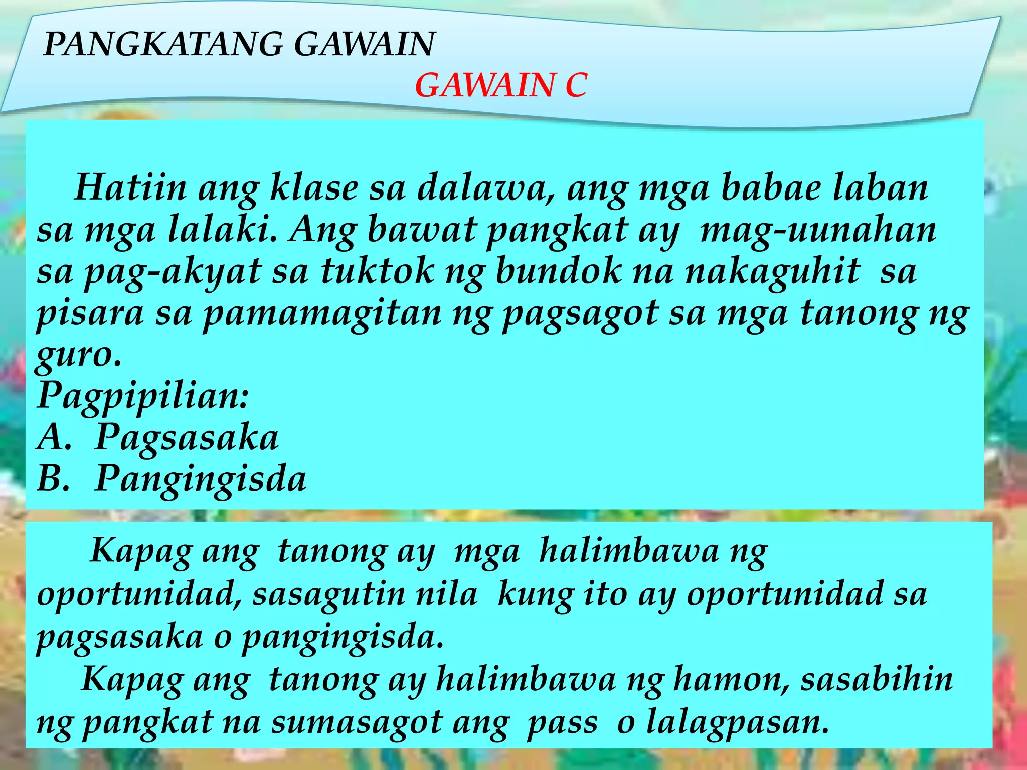 Hamon at oportunidad sa mga gawaing pangkabuhayan ng bansa | PPTX