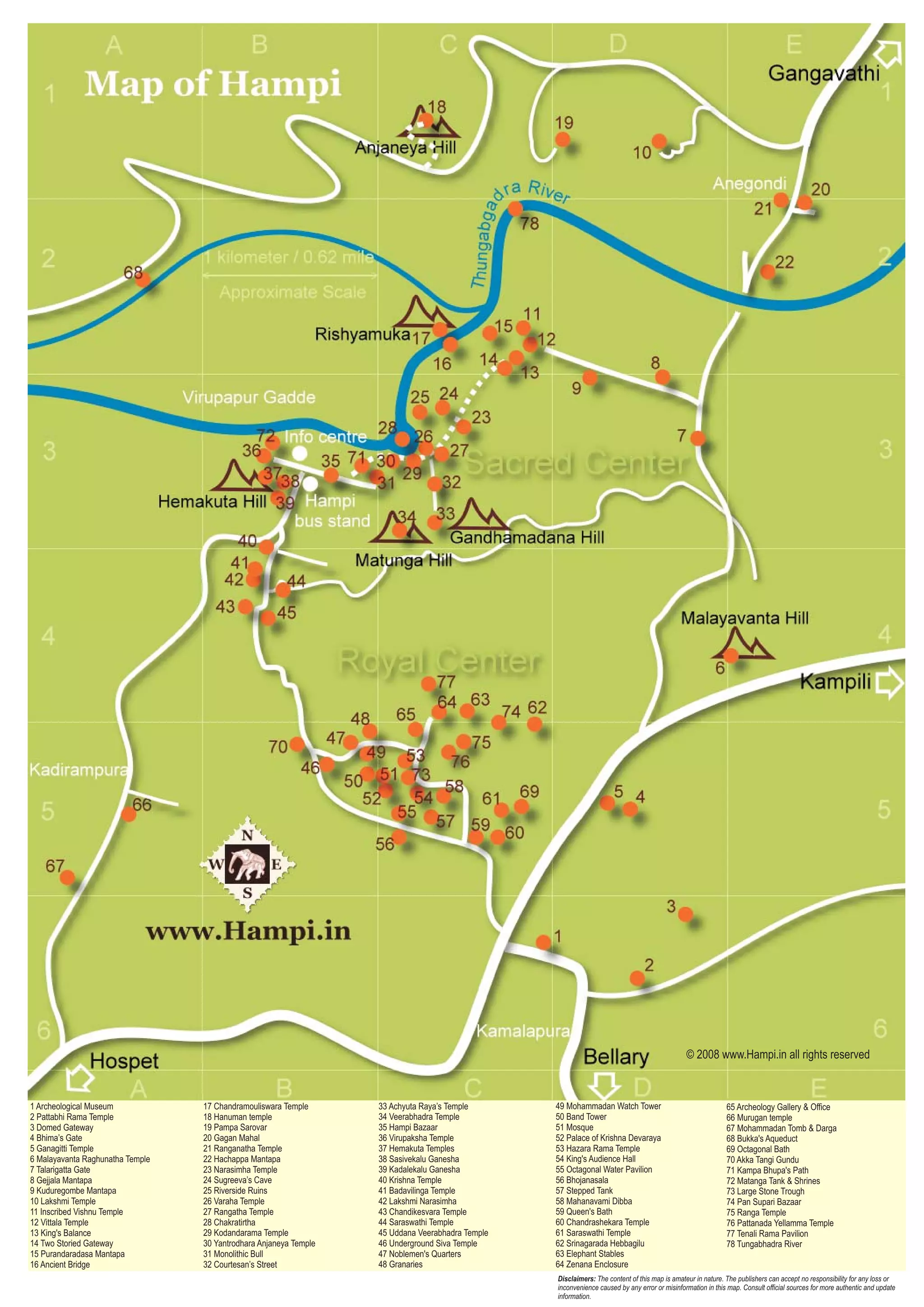 Hampi tourist map 60 photos - Cappadociaconcepttour.com