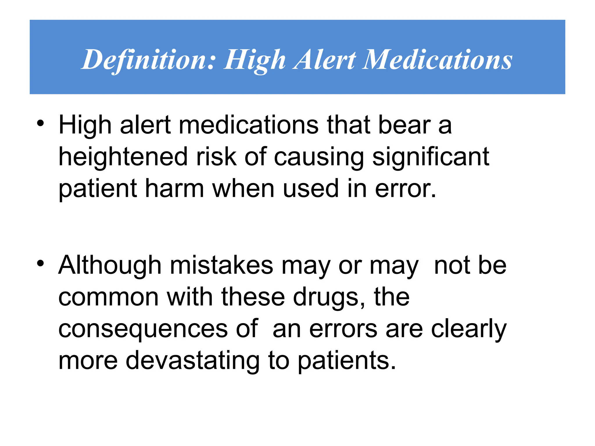 High alert medication presentation drugs | PPT