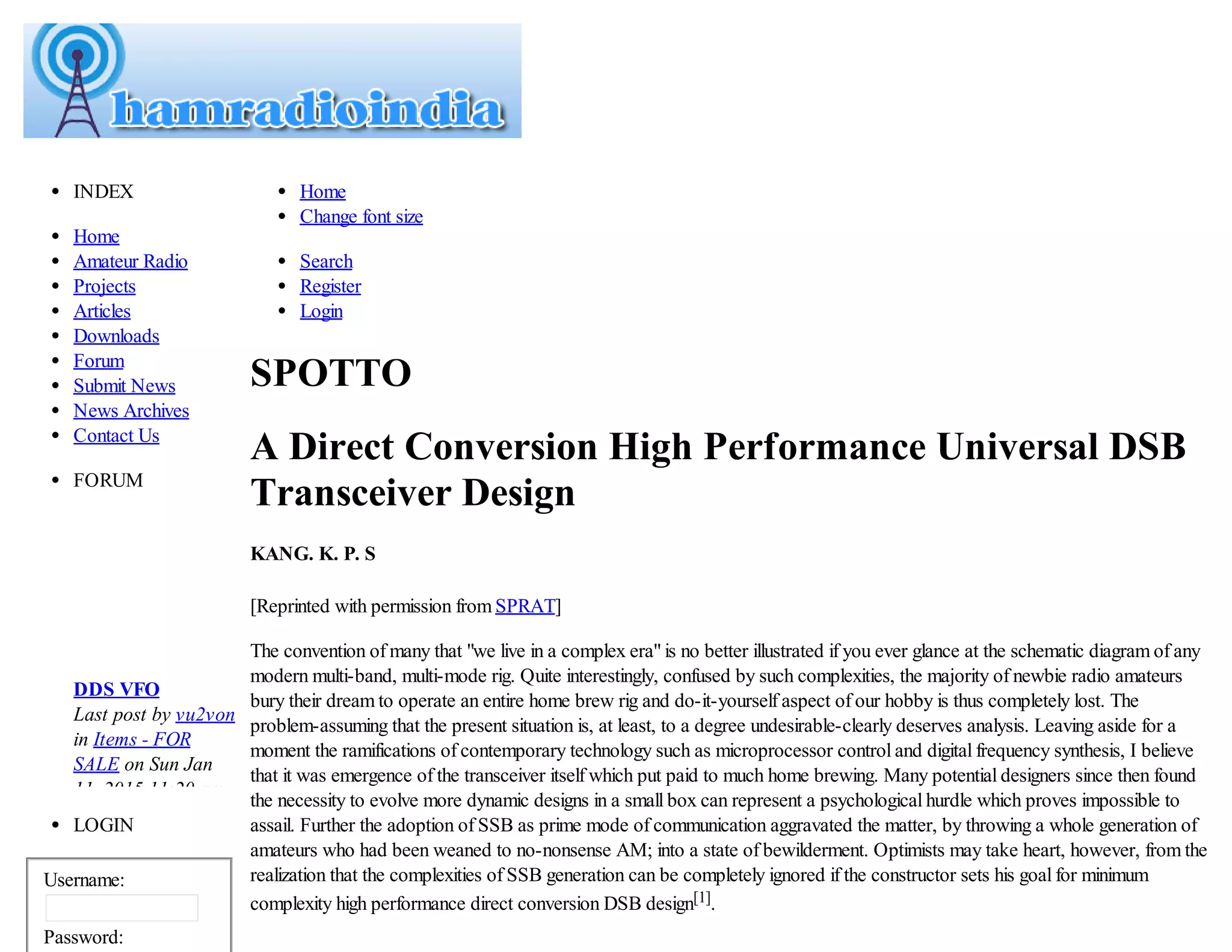 Ham radioindia • spotto a direct conversion high performance universal ...