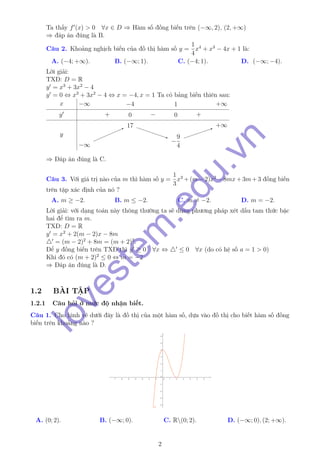 Hàm số - 1. Tính đơn điệu của Hàm số-clone | PDF