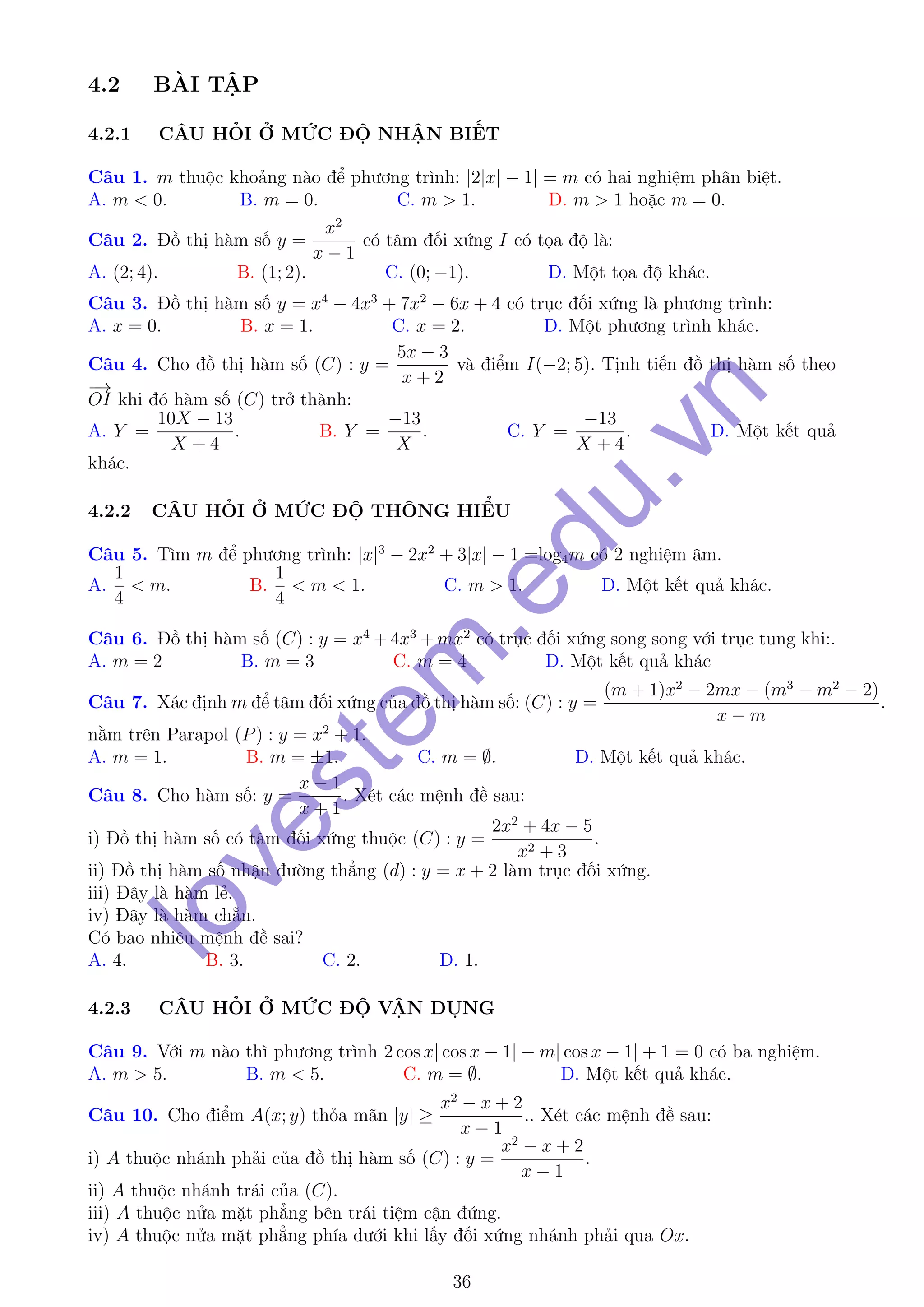Hàm số - 4. Phép biến đổi của đồ thị hàm số | PDF