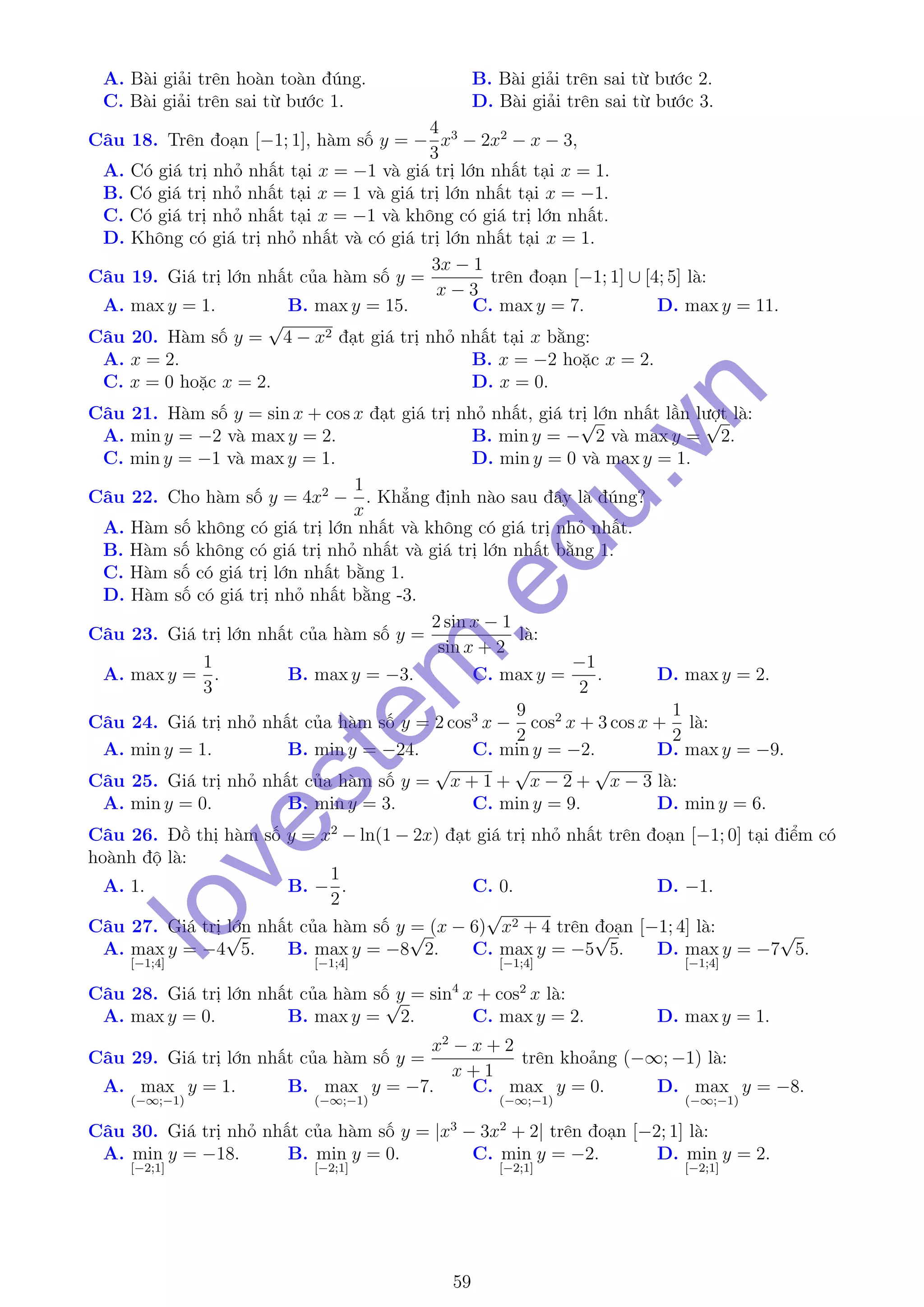 Hàm số - 6. GTNN GTLN của hàm số | PDF