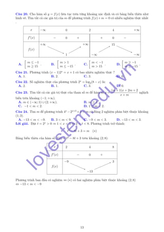 Hàm số - 2. Bảng biến thiên của Hàm số | PDF