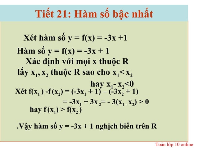 Ham so bac nhat - toán lớp 10 online | PPT