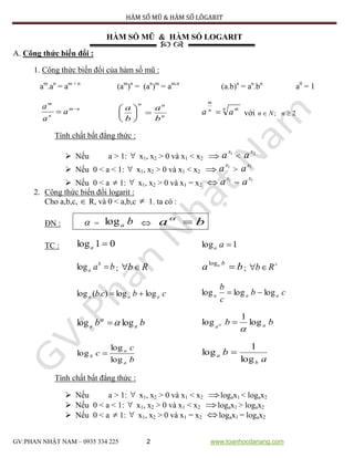 HÀM SỐ MŨ & LOGARIT | PDF
