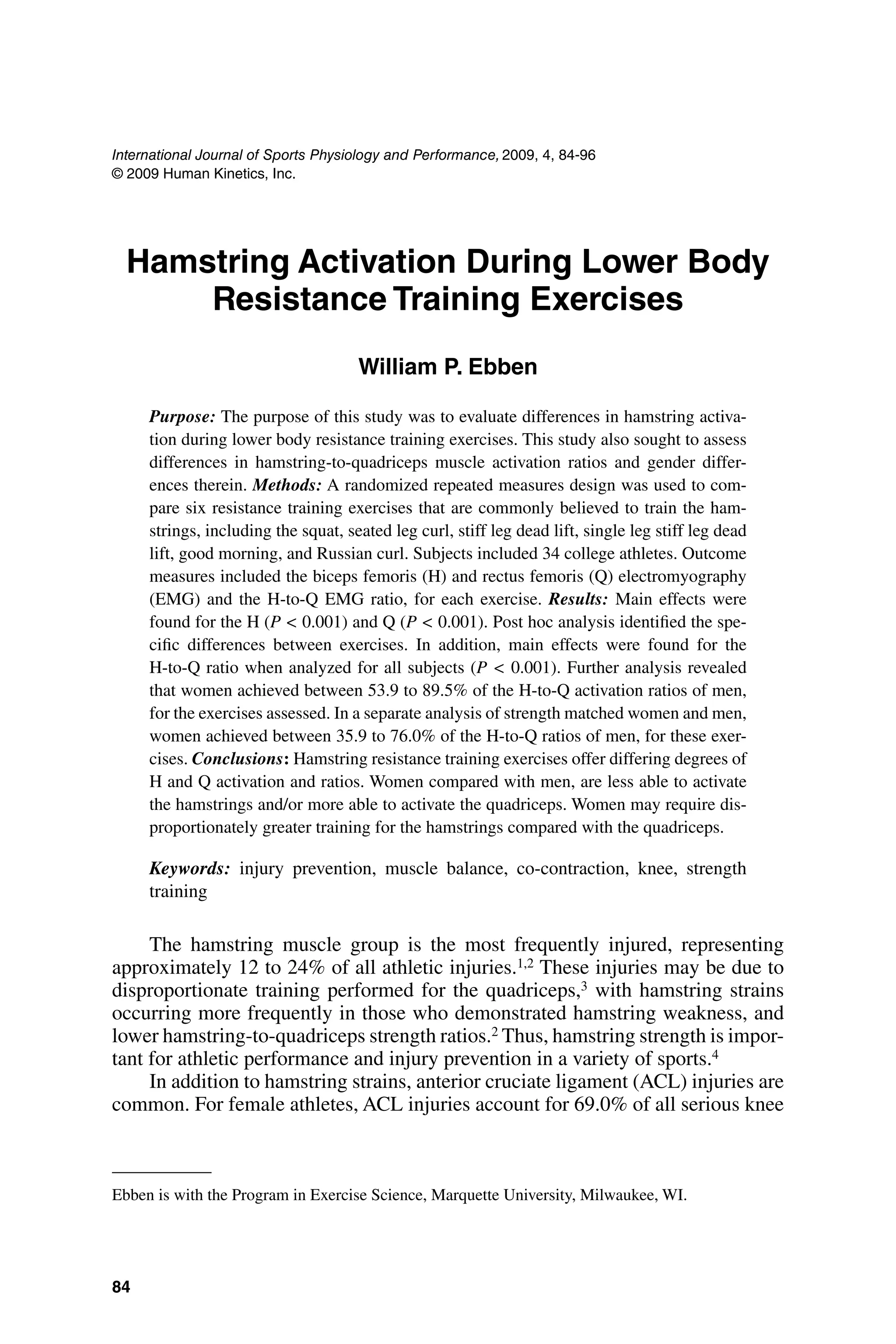 Hamstring activation | PDF