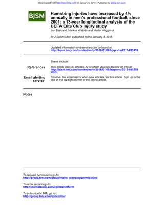 Hamstring injuries have increased by 4% annually | PDF | Physical ...